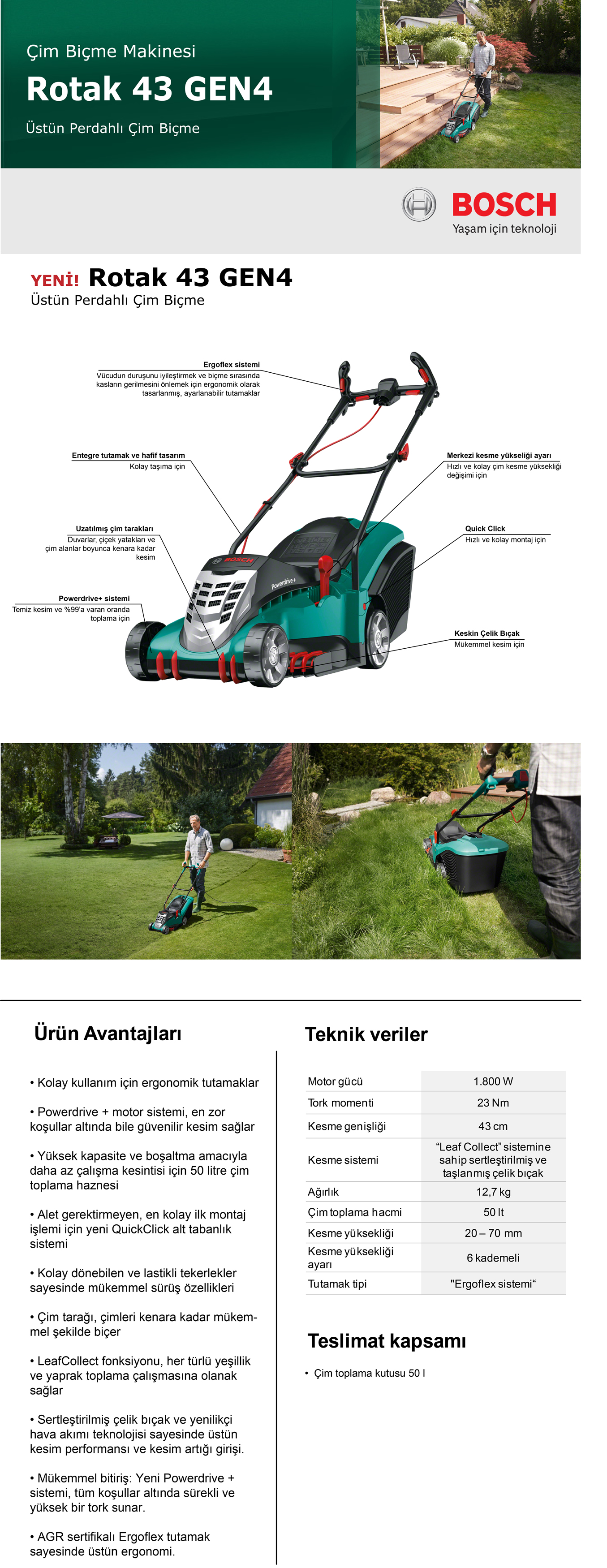 Bosch Rotak 43 GEN4 Elektrikli Çim Biçme Makinesi Fiyatı Bosch Rotak 43 GEN4 Elektrikli Çim Biçme Makinesi Fiyatı